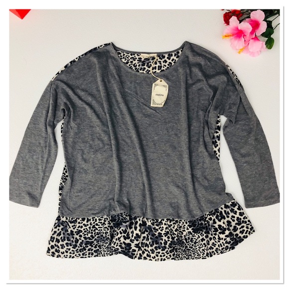 entro | Tops | Entro Leopard Print Oversized Long Sleeve Top L | Poshmark
